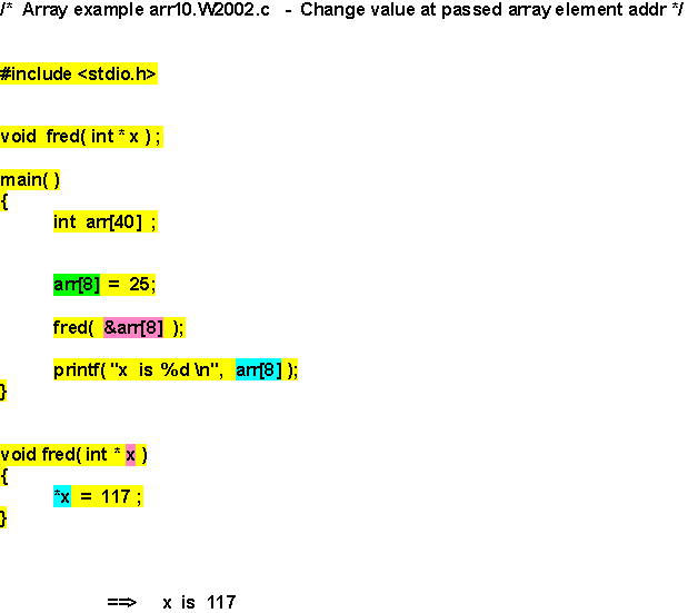 Note 7.7.3: Change Value at Passed Array Element Address Example 10